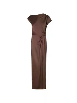 Federica Tosi Draped Side-slit Maxi Dress - Brown