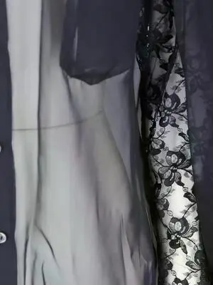 Comme Des Garçons Lace-panelled Sheer Blouse