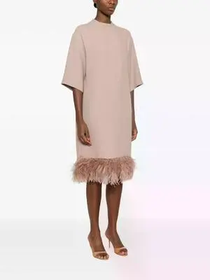 Fabiana Filippi Feather-trim Shift Dress - Neutrals