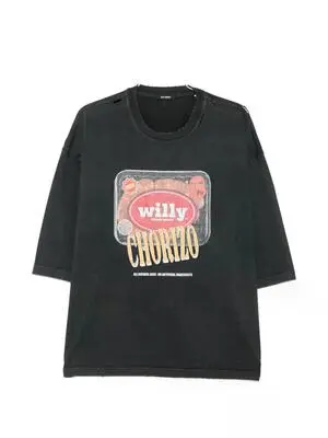 WILLY CHAVARRIA Especial Chorizo Buffalo Graphic-print Distressed T-shirt - Black