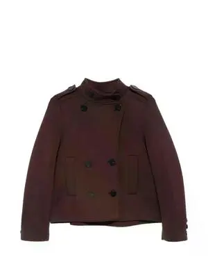 PSOPHIA Double-breasted Epaulette Coat - Brown