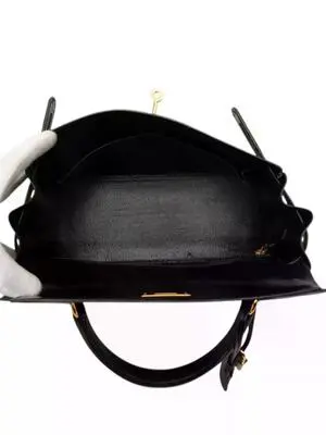 Hermès 1999 Box Calf Kelly Retourne 28 Satchel - Black