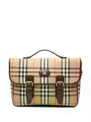 Burberry 20th Century Haymarket Check Canvas Business Bag - Neutrals