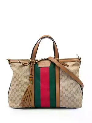 Gucci 2016-2026 Medium Gg Canvas Web Rania Top Handle Bag Satchel - Neutrals