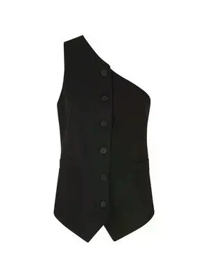 Federica Tosi One-shoulder Button-up Vest - Black