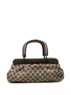 Gucci 2000-2015 Gg Canvas Wood Frame Handbag
