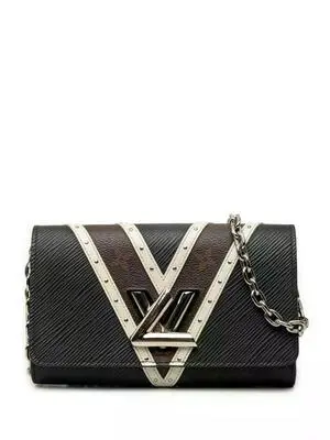 LOUIS VUITTON 2018 Epi Monogram Studded Twist Wallet On Chain Crossbody Bag - Black