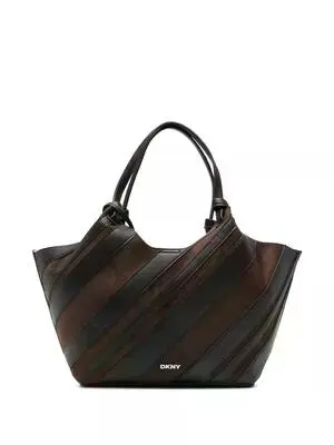 Dkny Medium Paula Diagonal-stripe Tote Bag - Brown