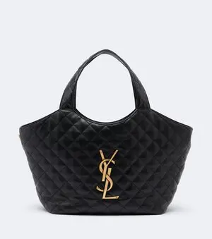 Saint Laurent Icare Medium Quilted Leather Shopper - Black