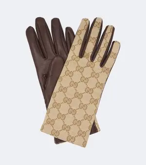 Gucci Gg Canvas Leather Gloves