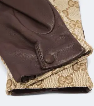 Gucci Gg Canvas Leather Gloves
