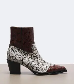 JIMMY CHOO Cece Snake-effect Leather Cowboy Boots
