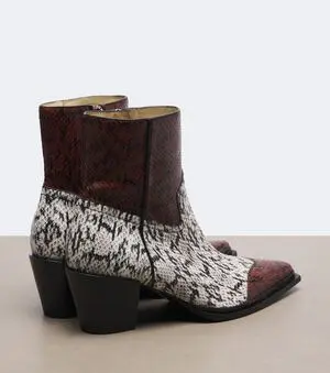 JIMMY CHOO Cece Snake-effect Leather Cowboy Boots