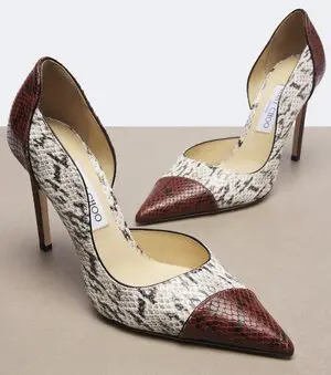 JIMMY CHOO Brigitte Snake-effect Leather Pumps