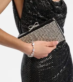 SELF-PORTRAIT Bow Crystal-embellished Clutch