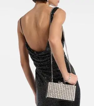 SELF-PORTRAIT Bow Crystal-embellished Clutch