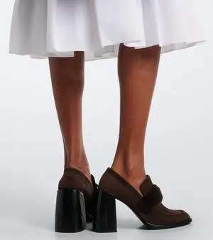 JIMMY CHOO Tylor Shearling-trimmed Suede Loafer Pumps