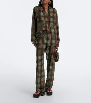 Dries Van Noten Plaid Wide-leg Pants - Multicoloured