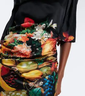 Dries Van Noten Draped Printed Silk Satin Gown
