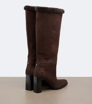 JIMMY CHOO Bibi Shearling-trimmed Suede Knee-high Boots