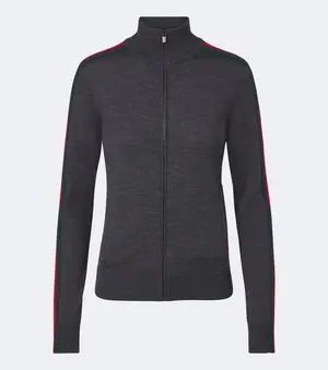 Gucci Web Stripe Wool Zip-up Cardigan
