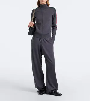 Gucci Web Stripe Wool Zip-up Cardigan