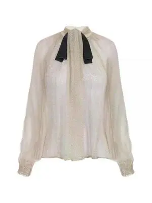 ELISABETTA FRANCHI Crepon Blouse With Micro-polka Dot Print