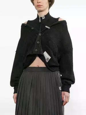 Mihara Yasuhiro Logo-patched Layered Cardigan - Grey