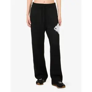 THE COUTURE CLUB Emblem Fluffy Knitted Jogging Bottoms - Black
