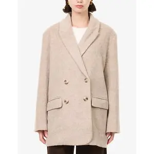 4TH & RECKLESS Floriana Oversized Double-breasted Woven Blazer