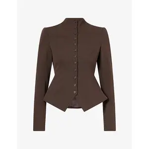 Staud Adrian Slim Tailored Woven Jacket - Earth