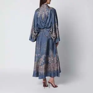 Zimmermann Valiant Navy Silk Long Dress