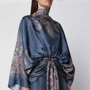 Zimmermann Valiant Navy Silk Long Dress