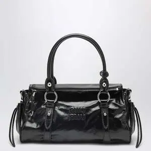 Miu Miu Shiny Leather Handbag - Black