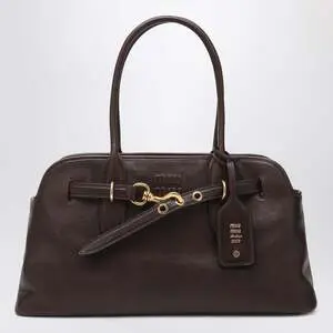 Miu Miu Aventure Large Bag In Radica-coloured Nappa Leather - Brown