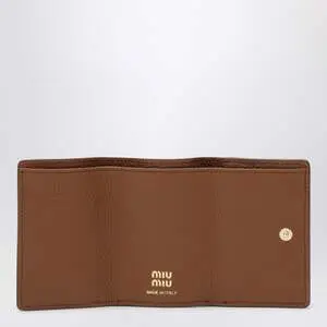 Miu Miu Small Cognac Leather Wallet - Brown