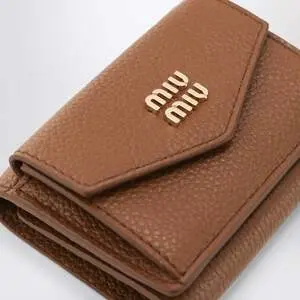 Miu Miu Small Cognac Leather Wallet - Brown