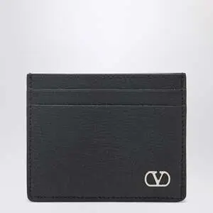 Valentino Garavani Leather Card Holder With Logo - Black