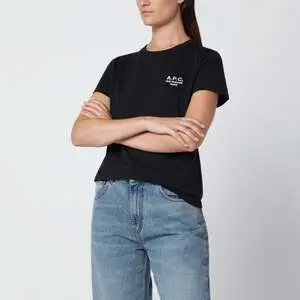 A.p.c. Cotton T-shirt With Embroidery - Black