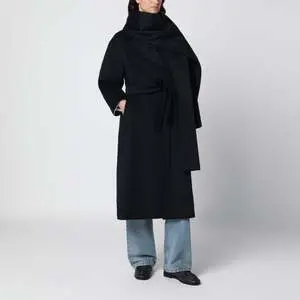 Max Mara Dark Wool And Cashmere Dressing Gown Coat - Blue