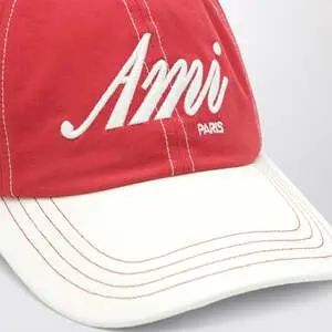 AMI Paris Signature Cap In And Ivory Cotton