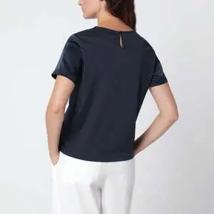 Max Mara Satin Crew Neck T-shirt - Blue