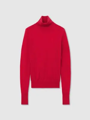 REISS Merino Wool Roll-neck Jumper - Red