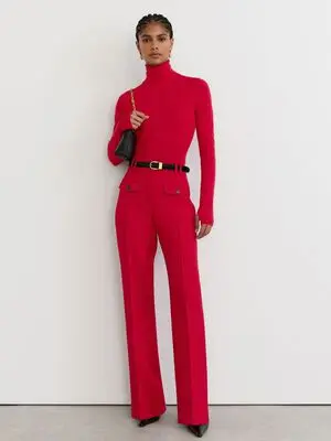 REISS Merino Wool Roll-neck Jumper - Red