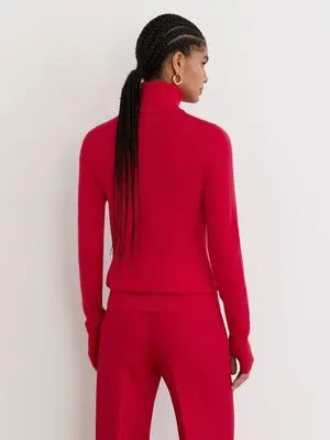 REISS Merino Wool Roll-neck Jumper - Red