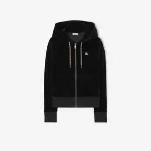 Burberry Knight Jewel Velour Zip Hoodie - Black