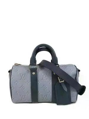 LOUIS VUITTON 25 Keepall Bandouliere Monogram Heritage Tote Bag - Blue