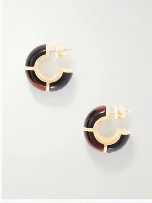 LIZZIE FORTUNATO Zellige Gold-tone Tiger's Eye Earrings - Red