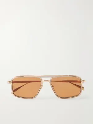 JACQUES MARIE MAGE Earl Aviator-style Gold-tone Sunglasses - Black