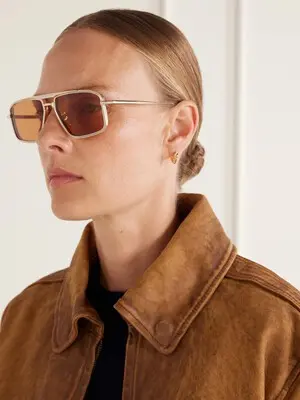 JACQUES MARIE MAGE Earl Aviator-style Gold-tone Sunglasses